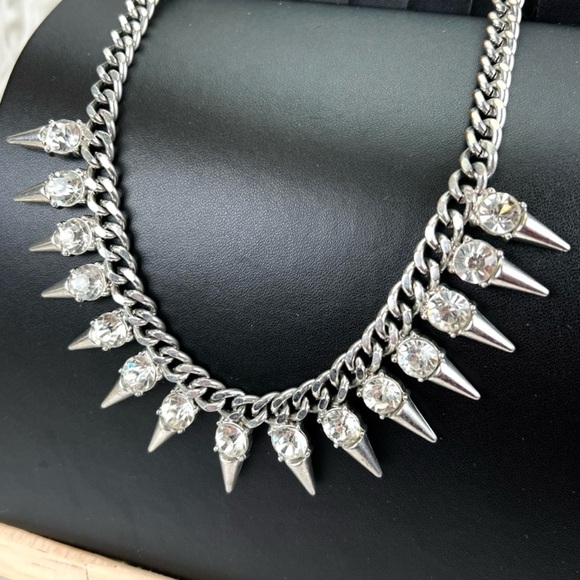 unknown | Jewelry | Vintage Weighted Silvertone And Clear Bling Spiked ...